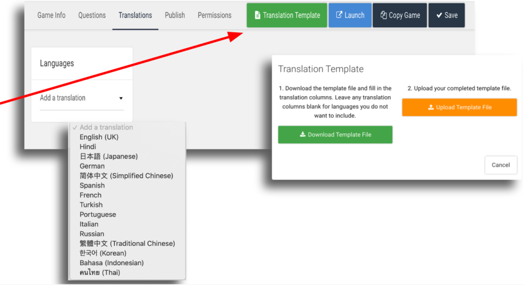 How do I create different translations of a game? | The Training Arcade®